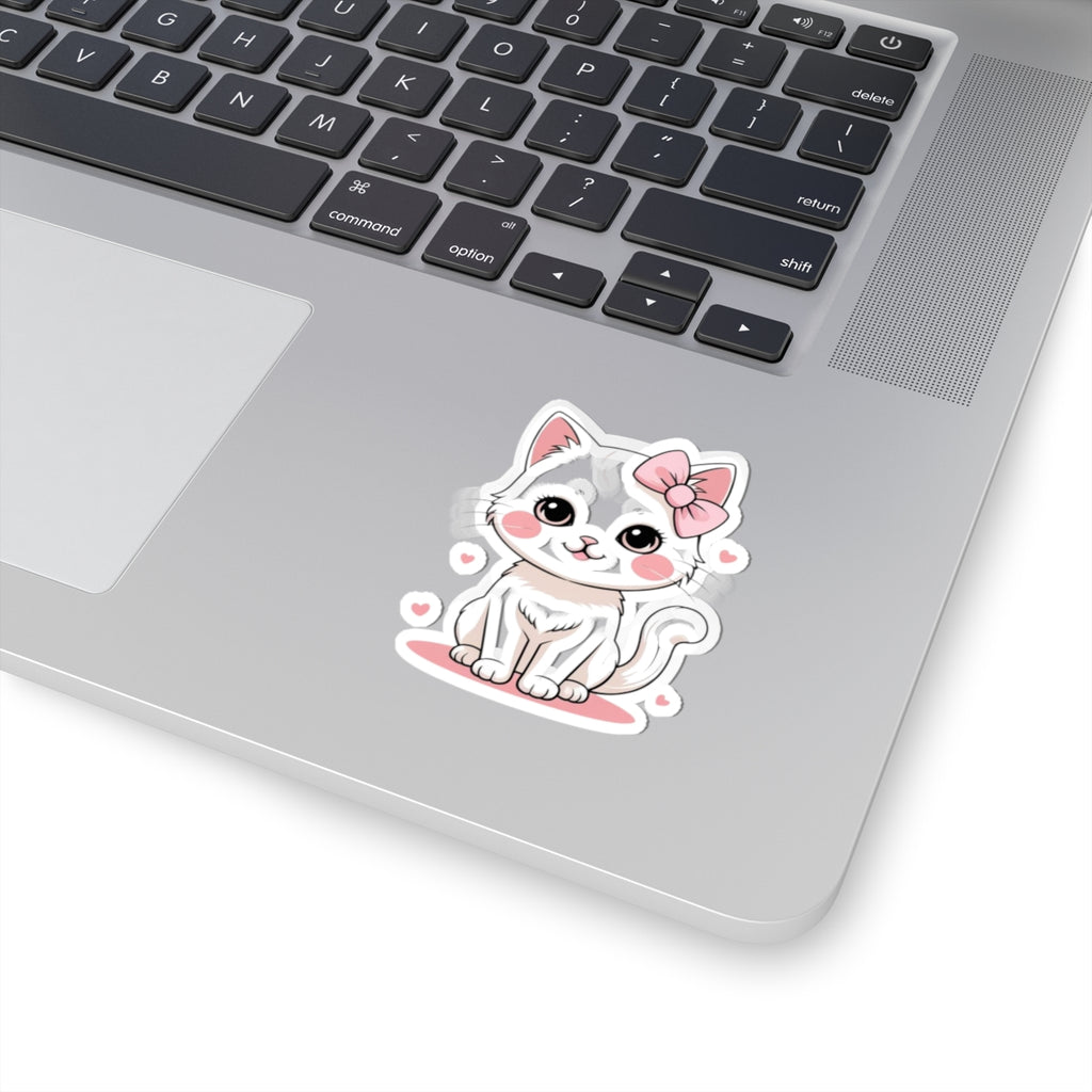 Cute White Kitten Sticker – Pink Lemonade Designs