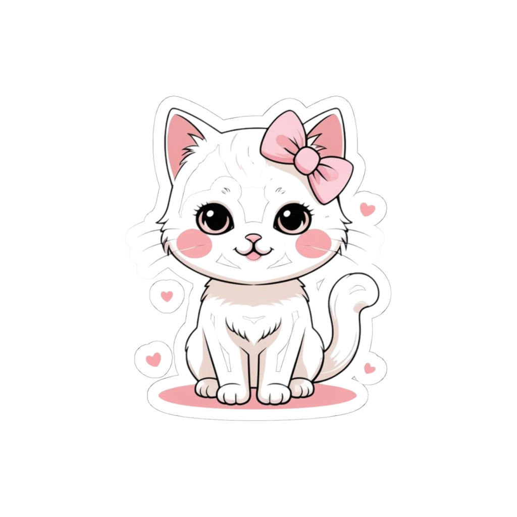 Cute White Kitten Sticker – Pink Lemonade Designs